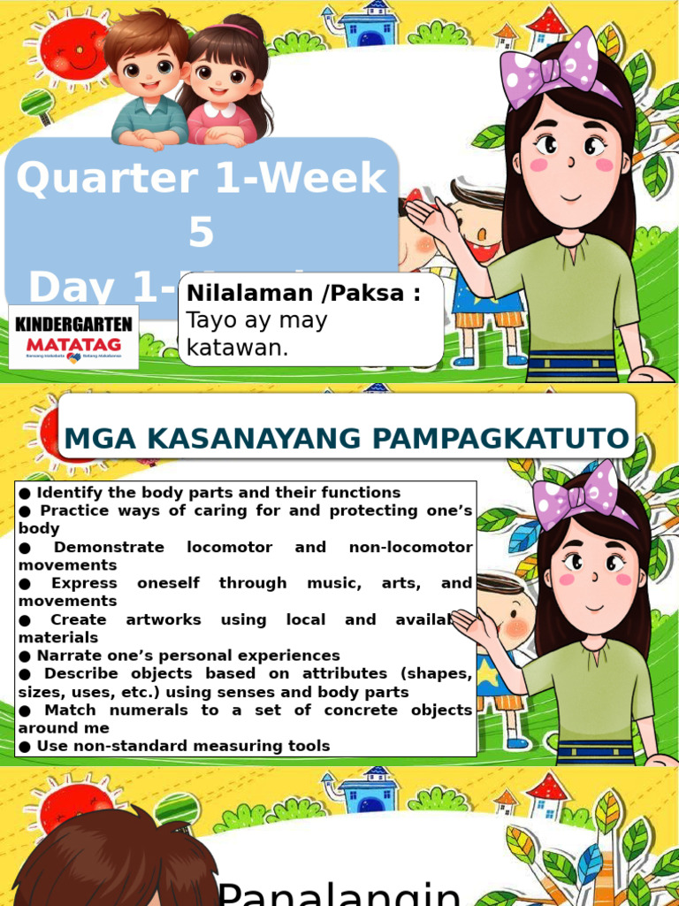 Day 1 - Kinder PPT Q1 Week 5 MATATAG | PDF