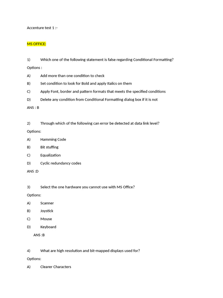 Accenture Test 1 | PDF