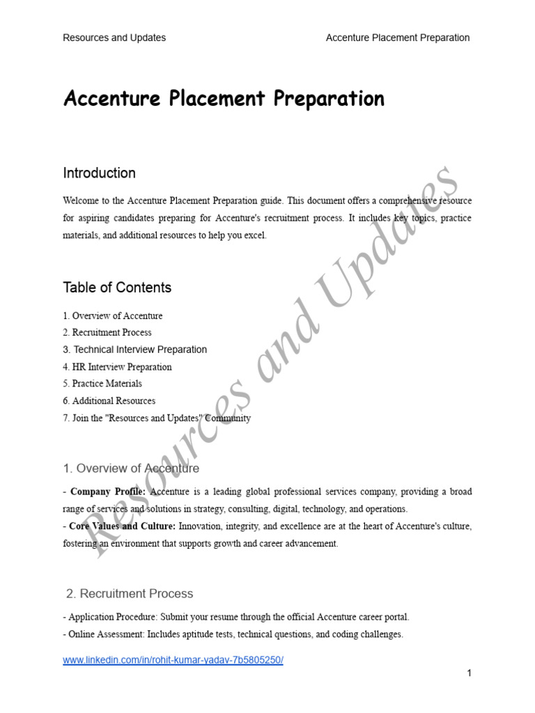Accenture Placement Preparation | PDF