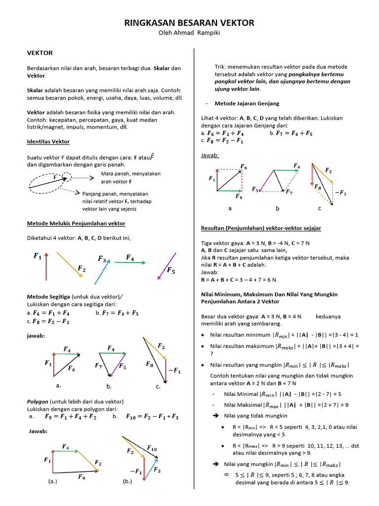 1.1 RINGKASAN Besaran Vektor | PDF