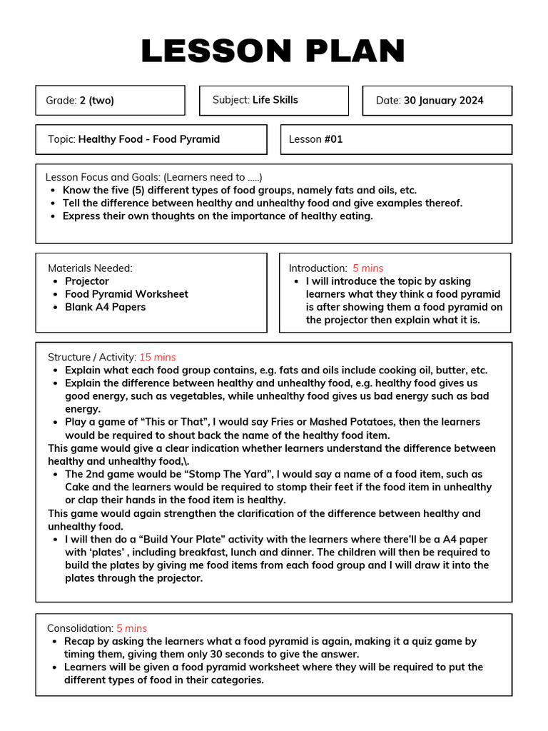 #1 Lesson Encounter - Food Pyramid | PDF | Foods | Healthy Diet