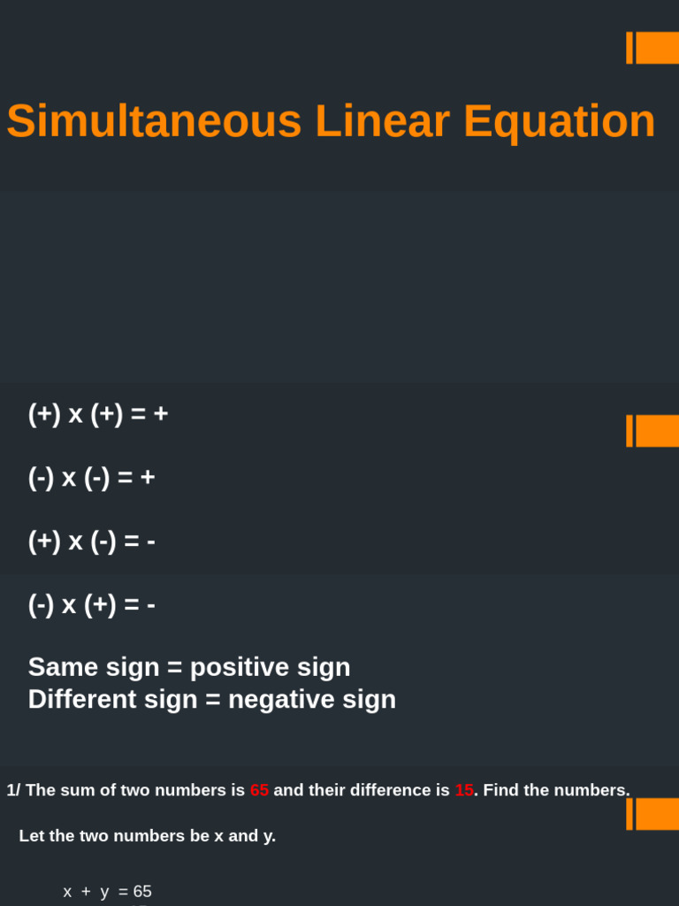 Simultaneous Linear Equation | PDF