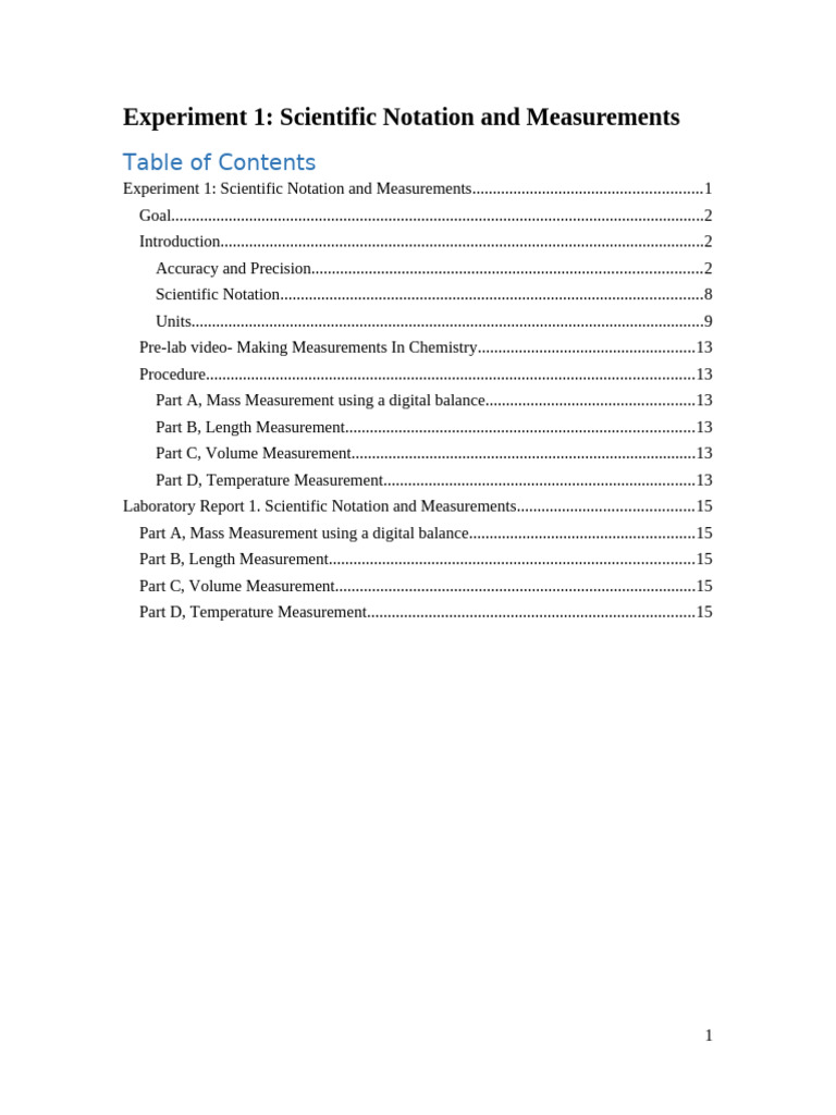 Experiment 1.scientific Notation and Measurements 1 | PDF | Significant ...