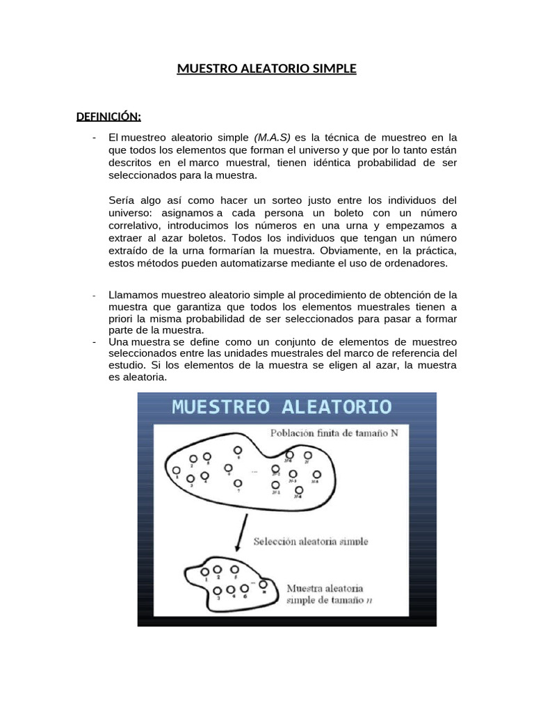 Muestreo Aleatorio Simple | PDF