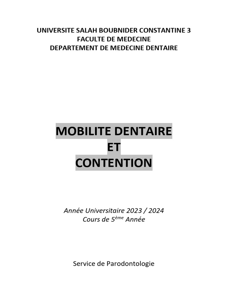 Mobilité Contention 2024 | PDF