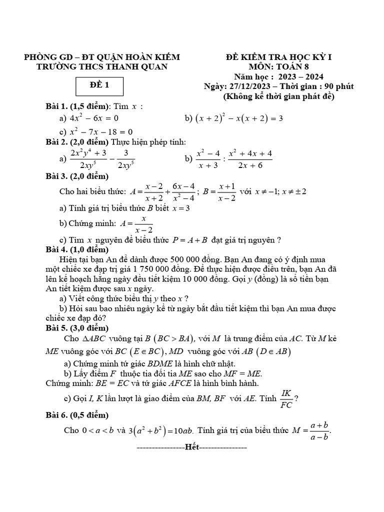 de-hoc-ki-1-toan-8-nam-2023-2024-truong-thcs-thanh-quan-ha-noi | PDF