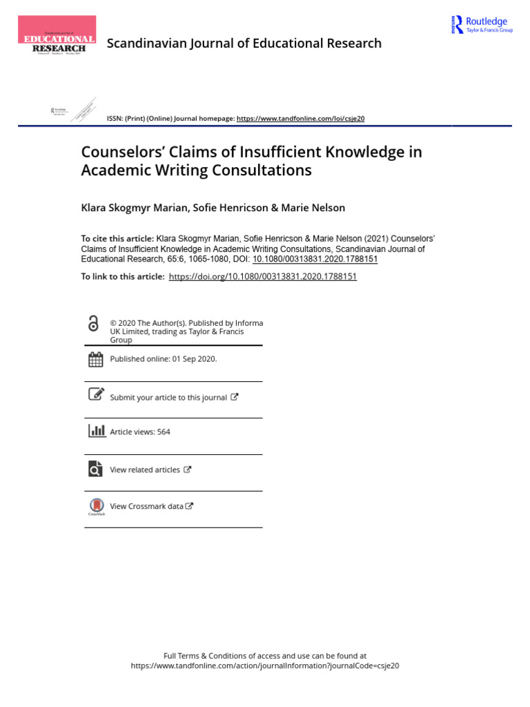 2021 - Skogmyr Marian Et Al. - Counselors Claims of Insufficient ...
