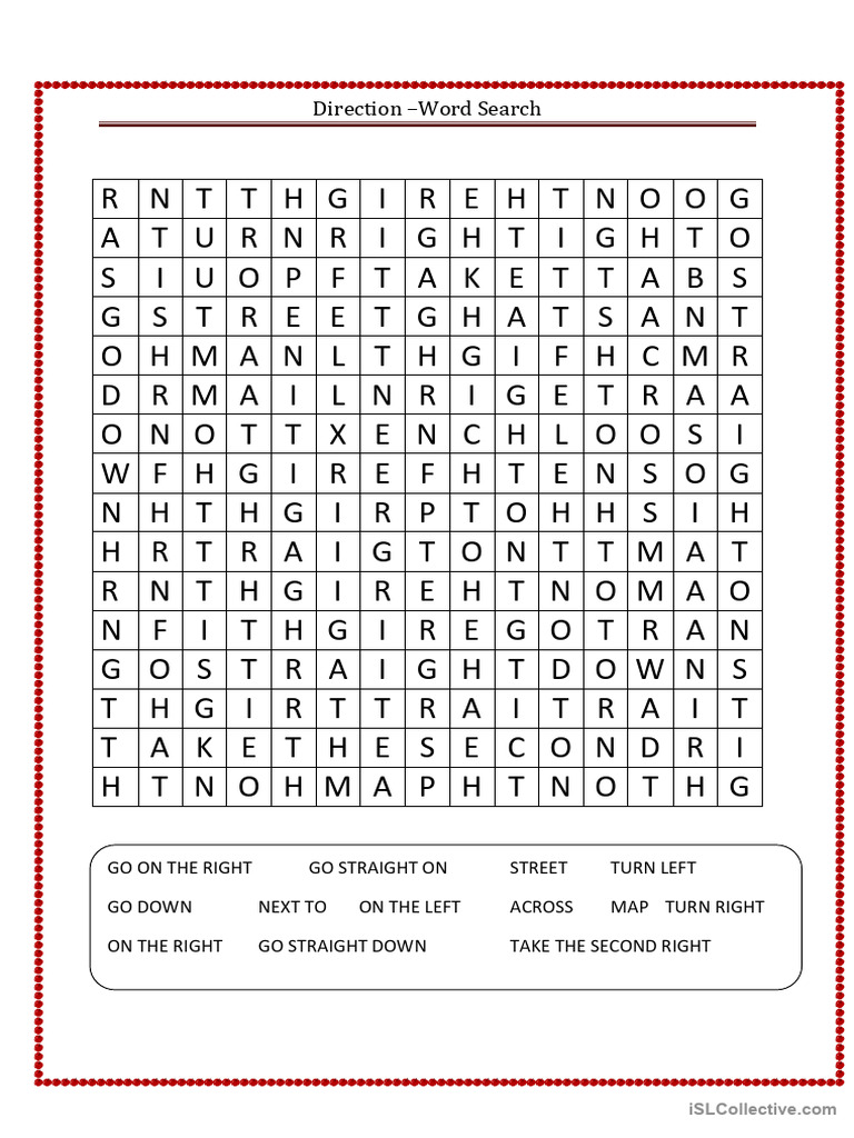 Direction Wordsearch | PDF