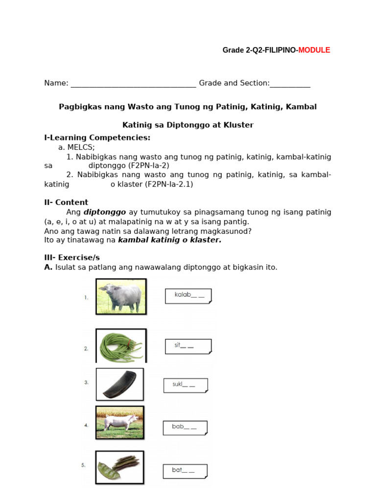Grade - 2 Q2 FILIPINO Module - 2 | PDF