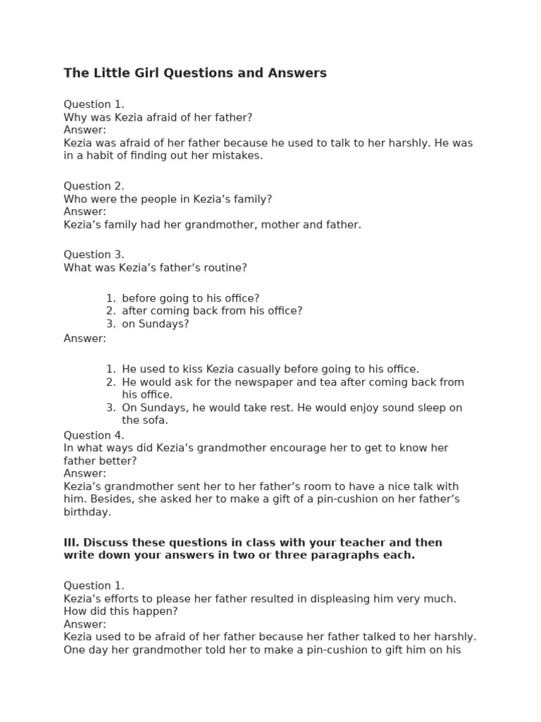 Prose. 3 The Little Girl | PDF