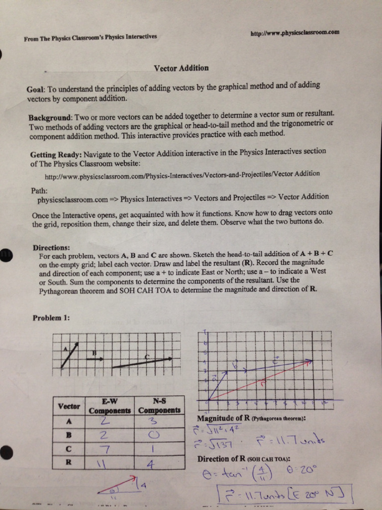 Oct 14 - Vector Addition Solns | PDF
