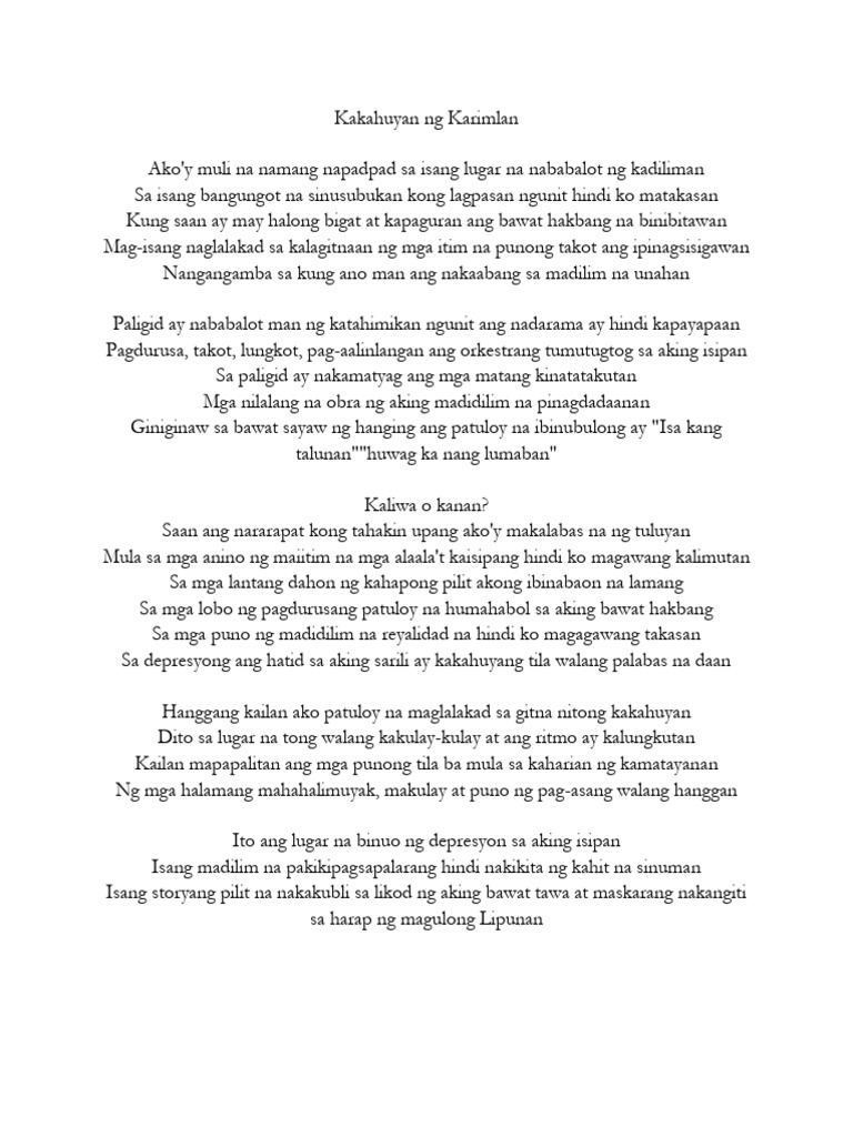 Kakahuyan NG Karimlan | PDF