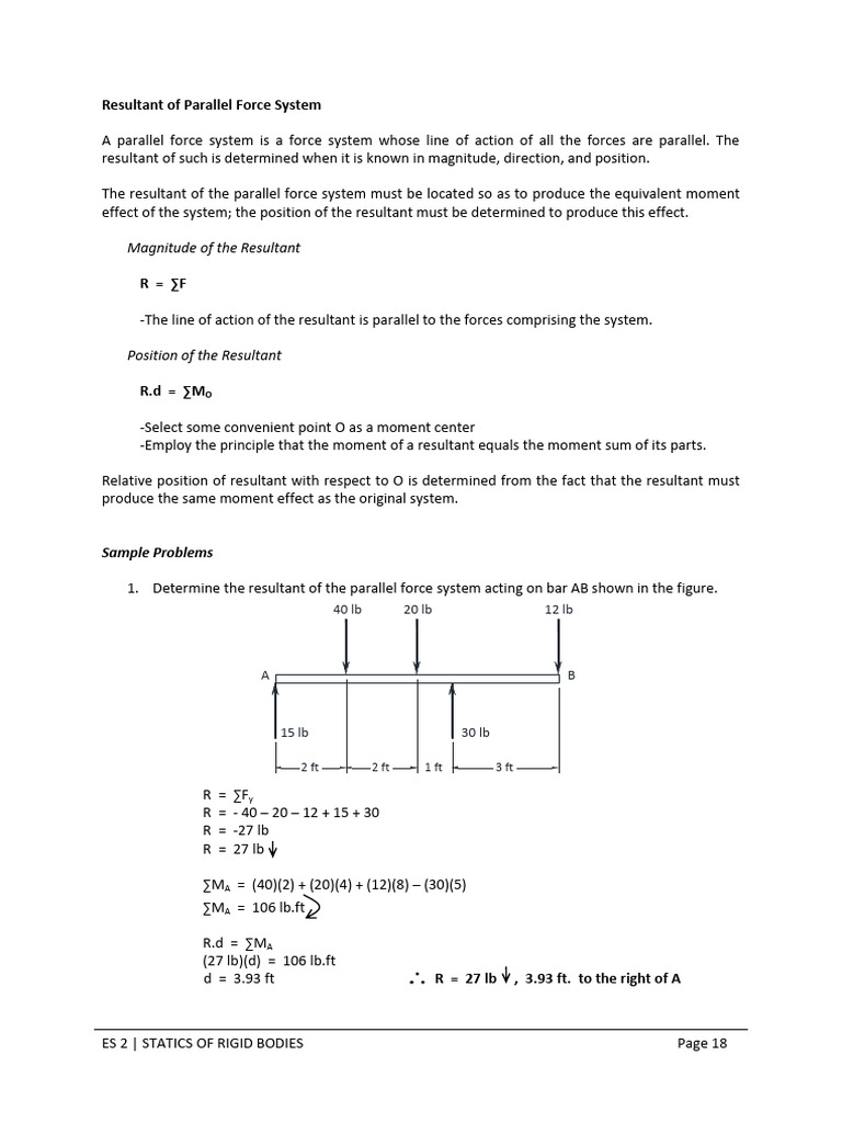 Resultant of Parallel Force Systems | PDF