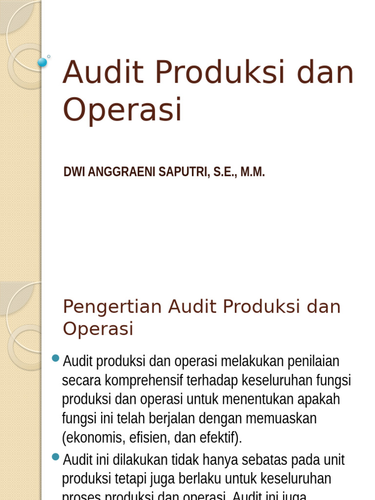 Audit Produksi Dan Operasi | PDF