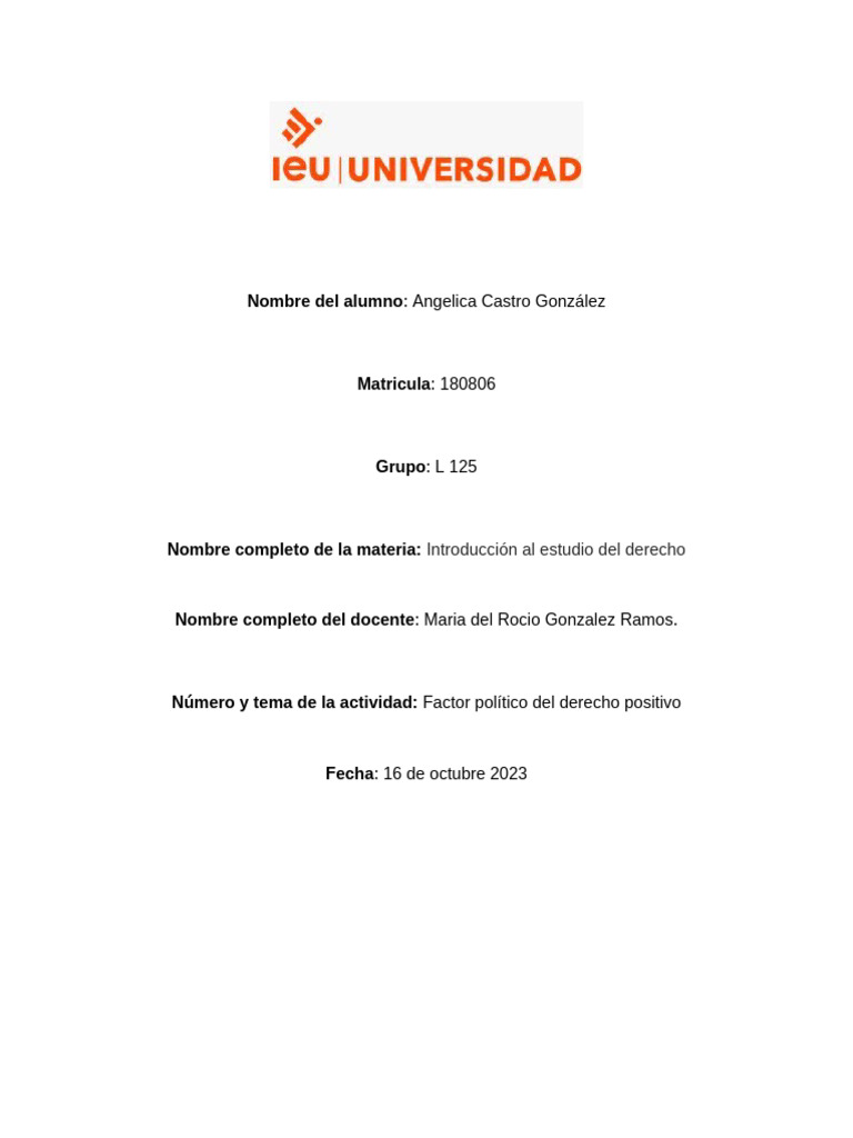 Factor Politico Derecho Positivo | PDF