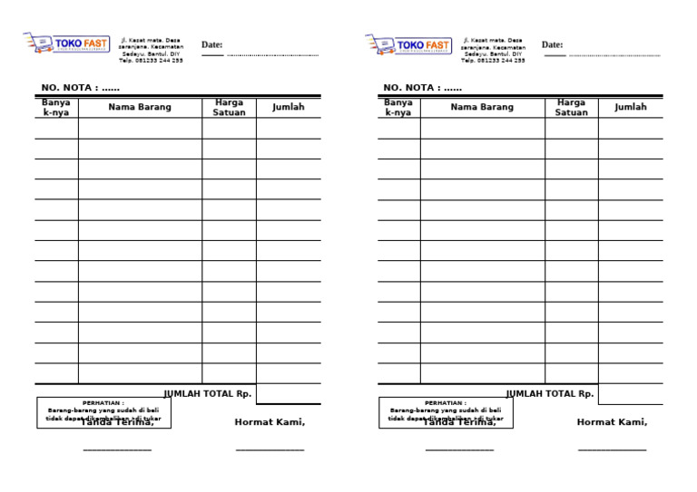 Template Nota 1 Toko Sembako - 20240429 - 124950 | PDF