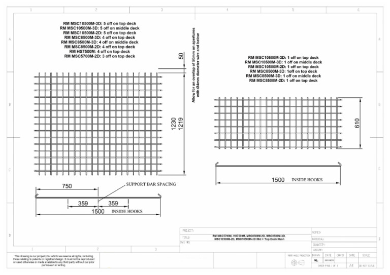 Rubblemaster RM MSC5700M, 8500M, 10500M, 7500M Top Deck Mesh Drawing RM ...