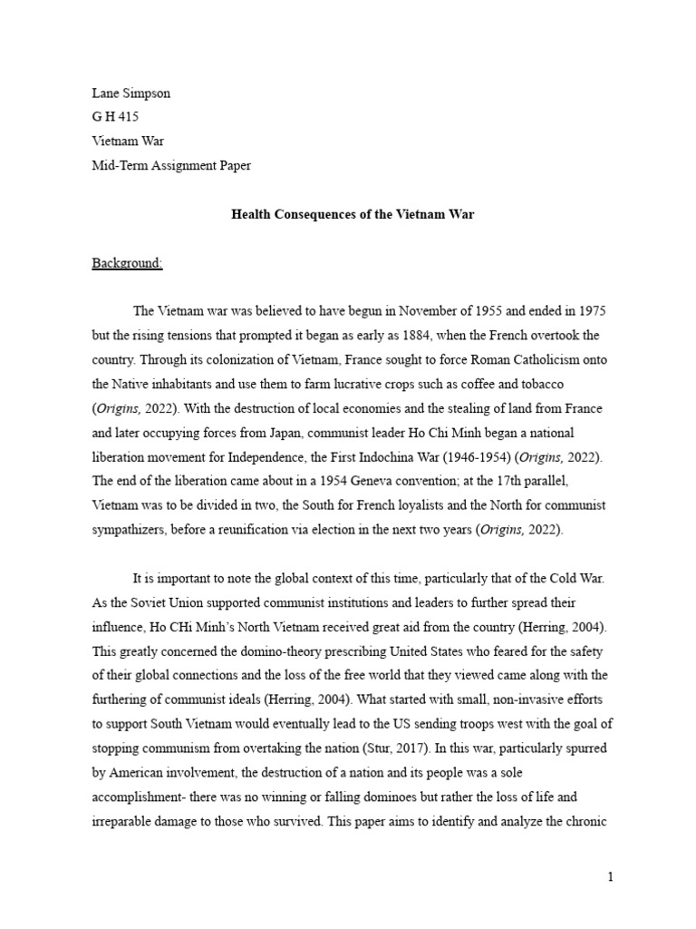 UW GH 415 Midterm Paper | PDF | Cardiovascular Diseases | Agent Orange