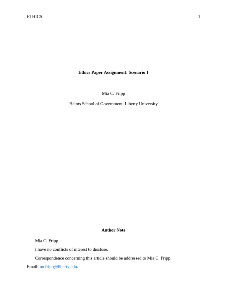 Fripp - Ethics Paper Assignment | PDF