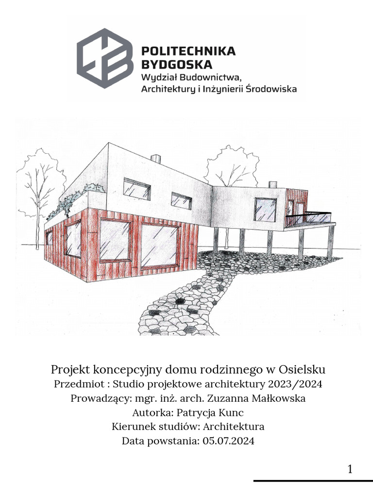 Projekt Koncepcyjny Domu Rodzinnego W Osielsku | PDF