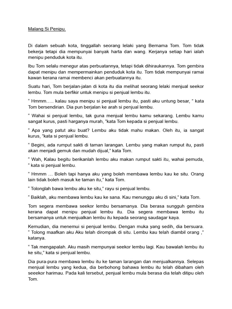 Malang Si Penipu | PDF