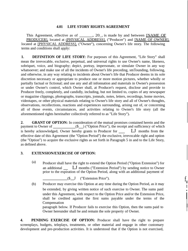 Life Story Rights Agreement2 | PDF