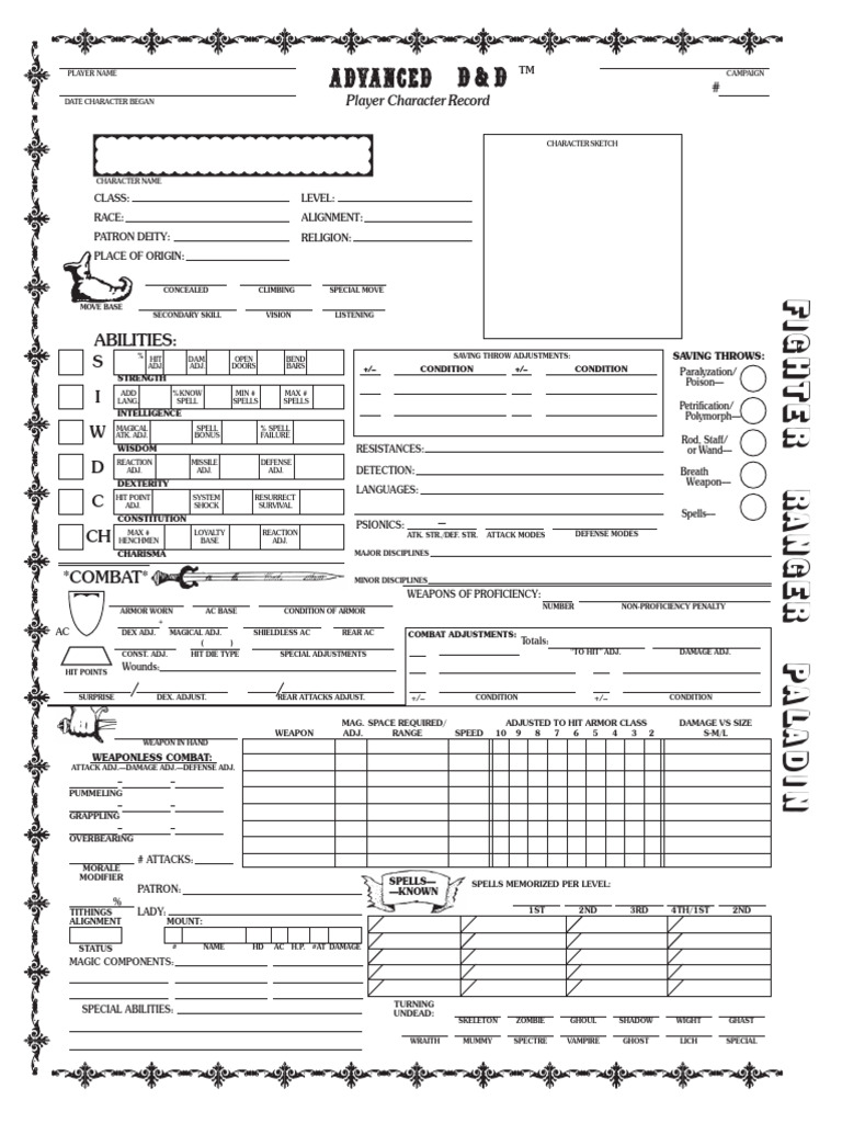 Trevors AD&D Record Sheets | PDF