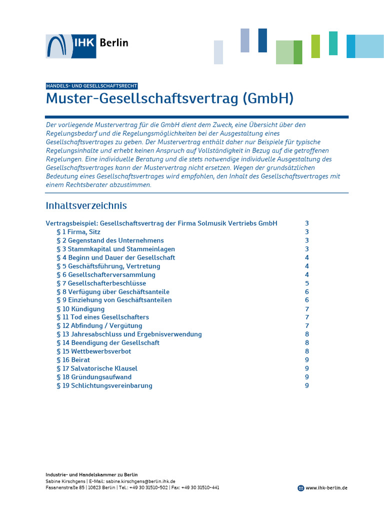 Gesellschaftsvertrag | PDF
