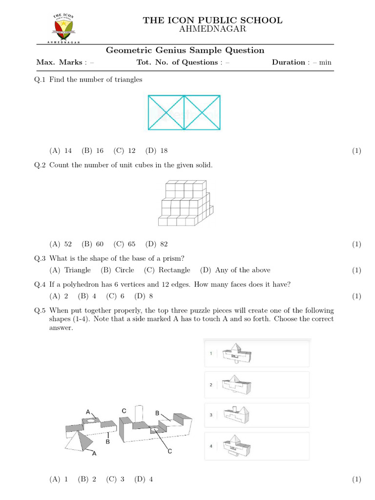Geometric Genius Sample Questions | PDF | Shape | Triangle