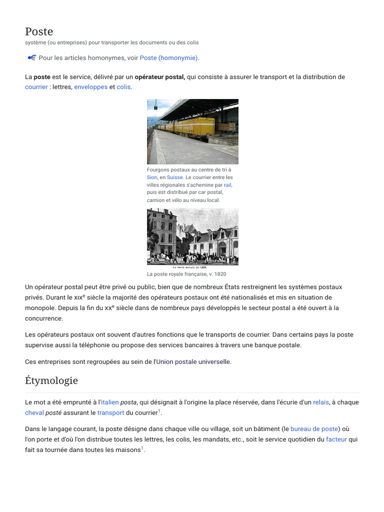 Poste - Wikipédia | PDF