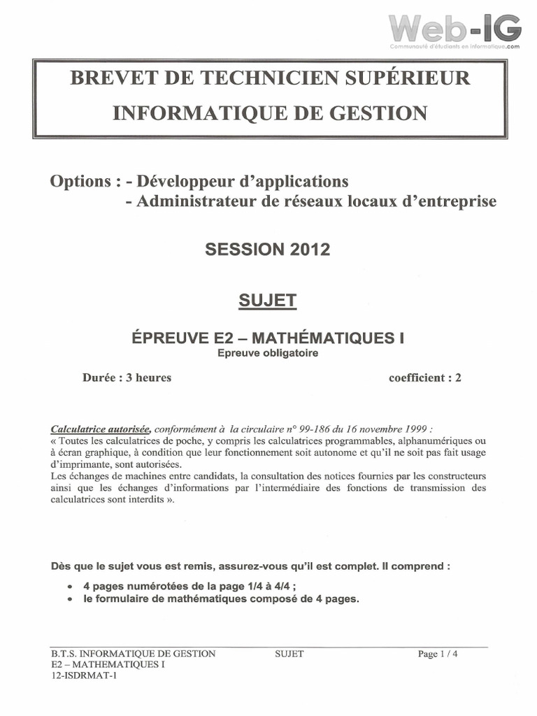 IG Maths 2012M | PDF