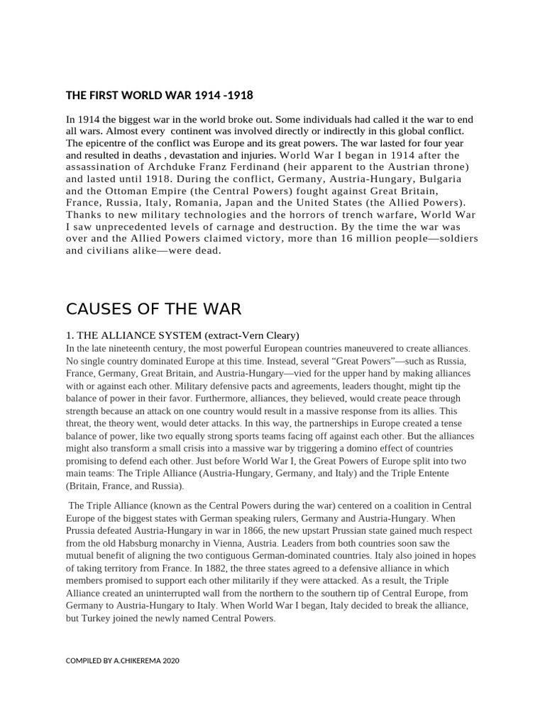 WW1 Notes | PDF | Military | Conflicts