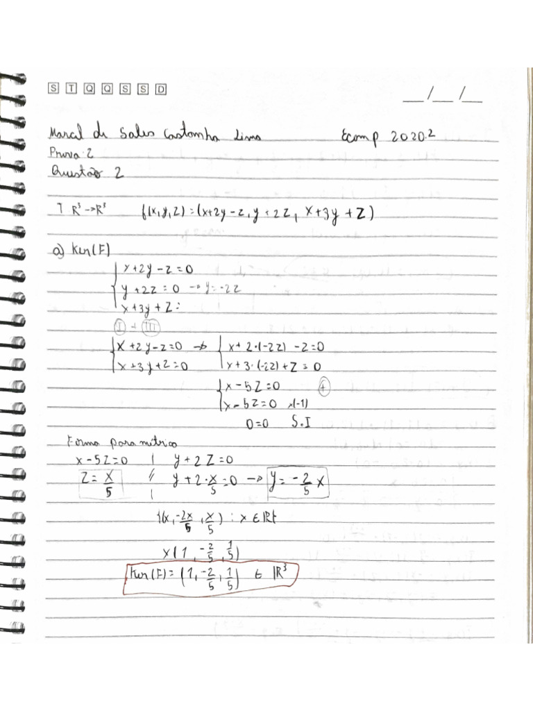 Algebra Linear P2 Q2 | PDF