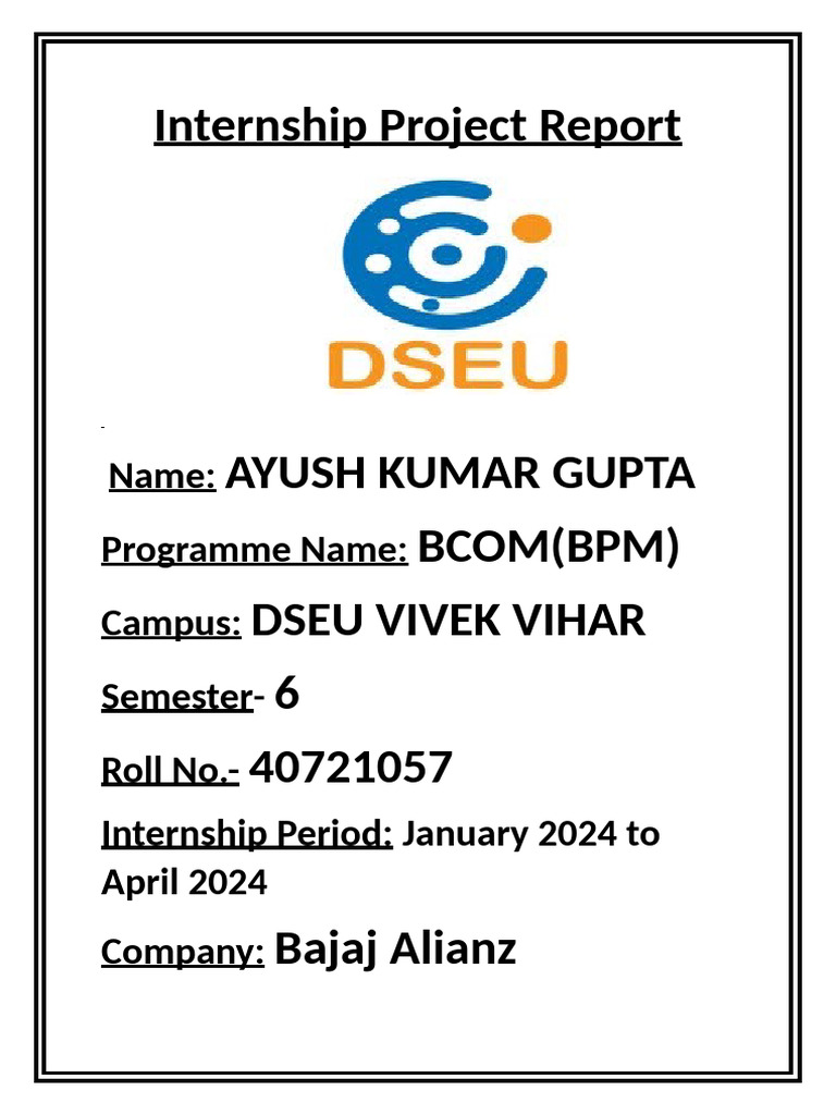 Internship Report Ayush | PDF