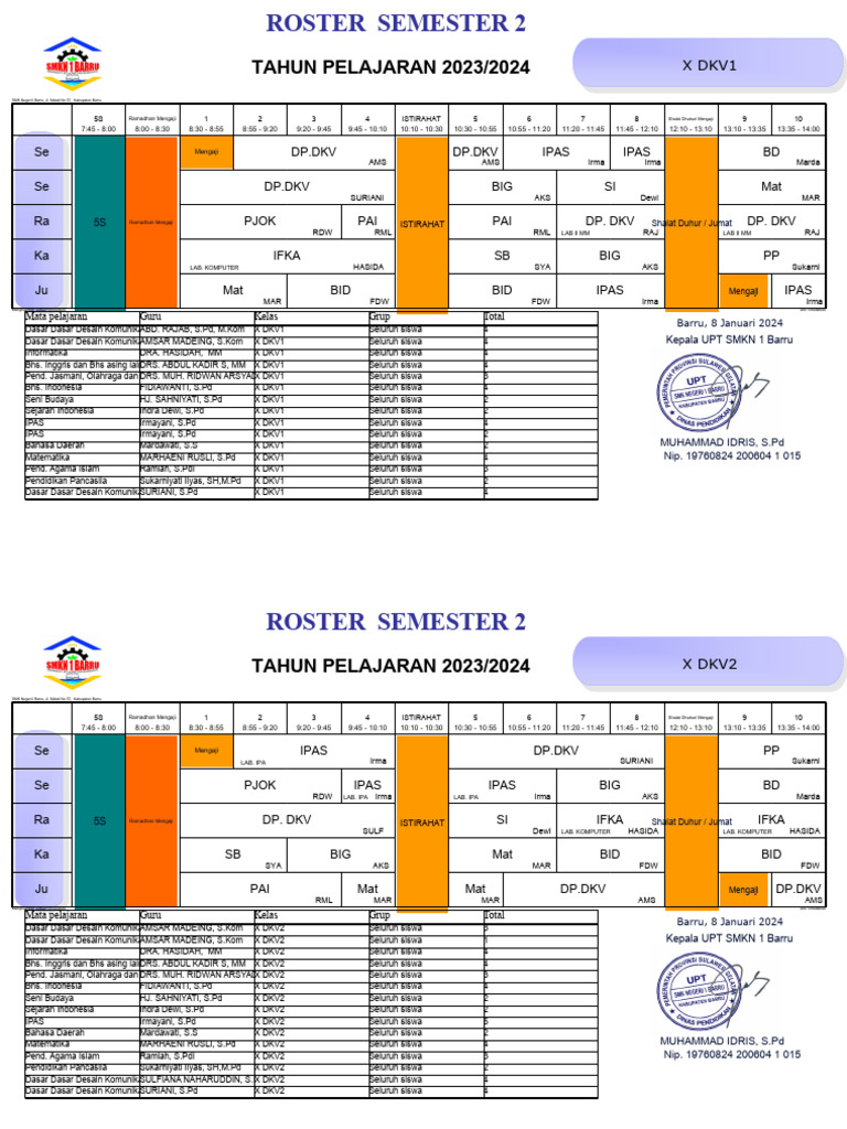 Jadwal Kelas - Ramadhan 2023-2024 | PDF
