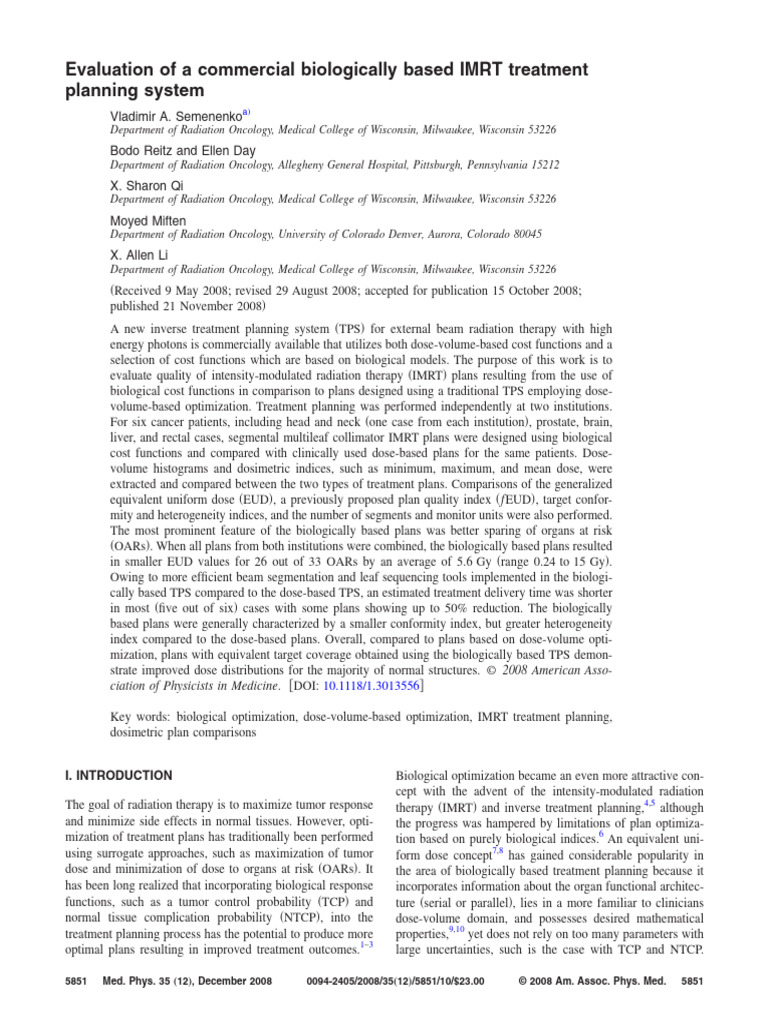 Evaluation of A Commercial Biologically Based IMRT Treatment ...