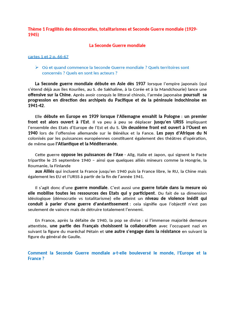 WWII Cours Élèves | PDF