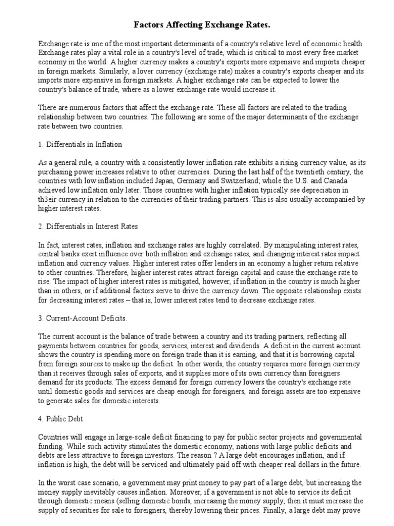 Factors Affecting Exchange Rates | PDF | Exchange Rate | Inflation