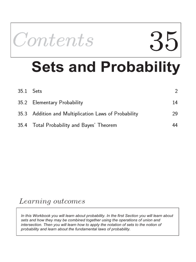 HELM Workbook 35 Sets and Probability | PDF