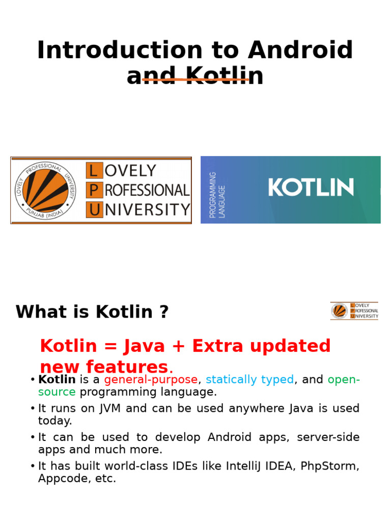 Unit 1 Introduction To Android and Kotlin 1 | PDF