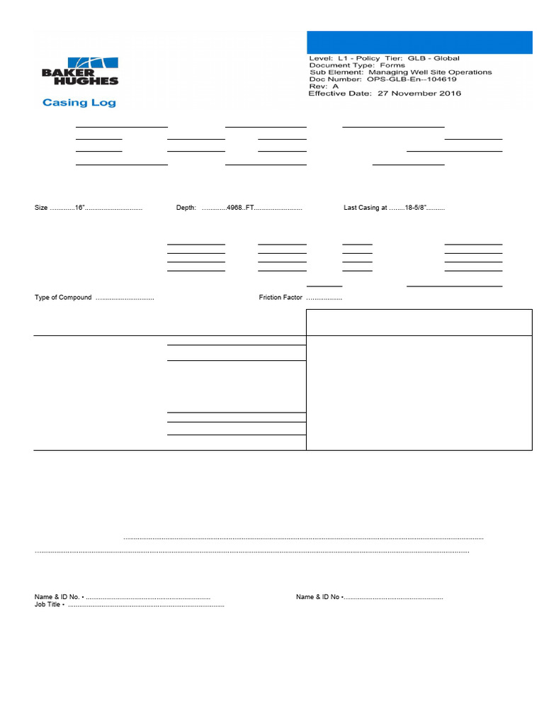 Casing Log KSA-2023-07-54 | PDF