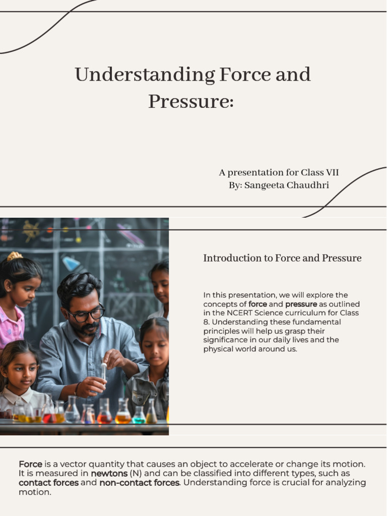 Understanding Force and Pressure - Class8 Science | PDF