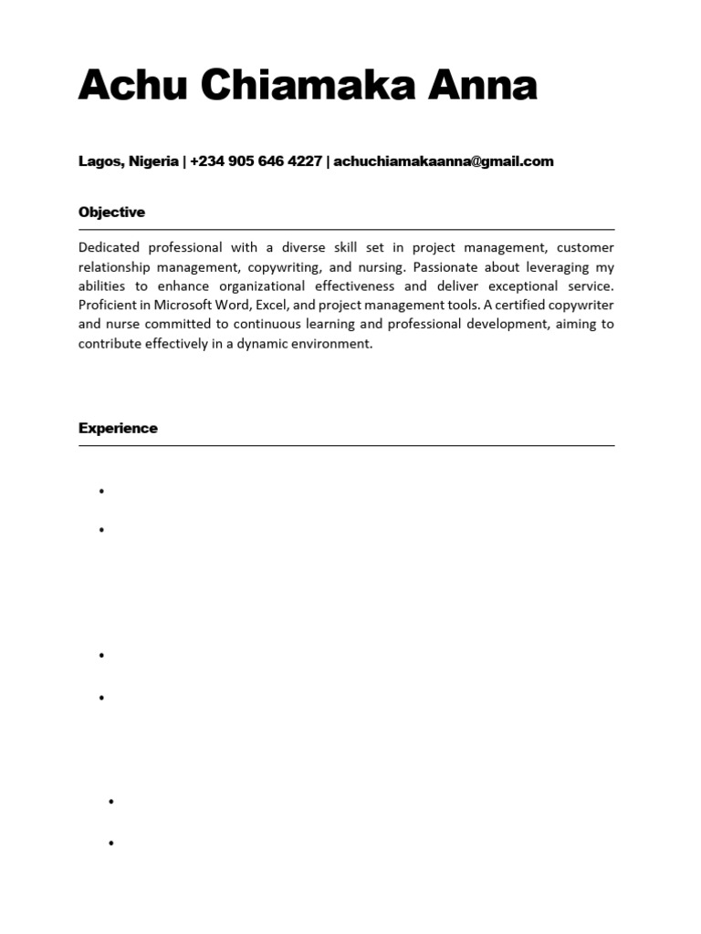Resume Achu Chiamaka | PDF