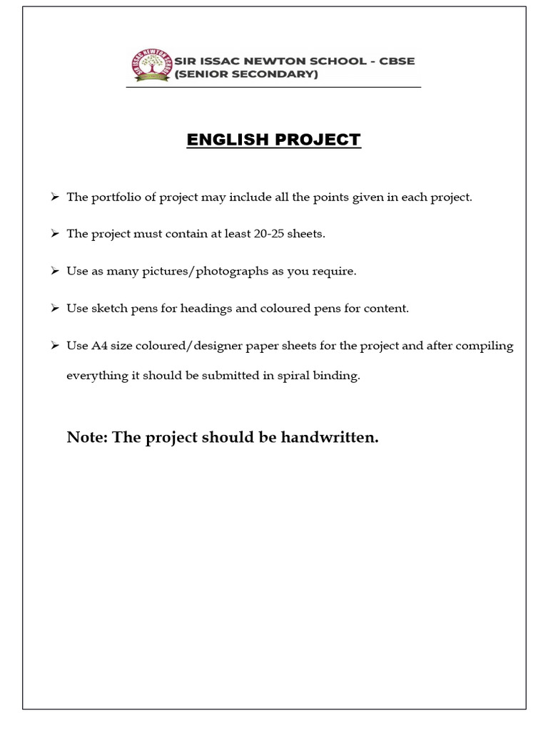 Class 12 English Project 2024 2025 | PDF