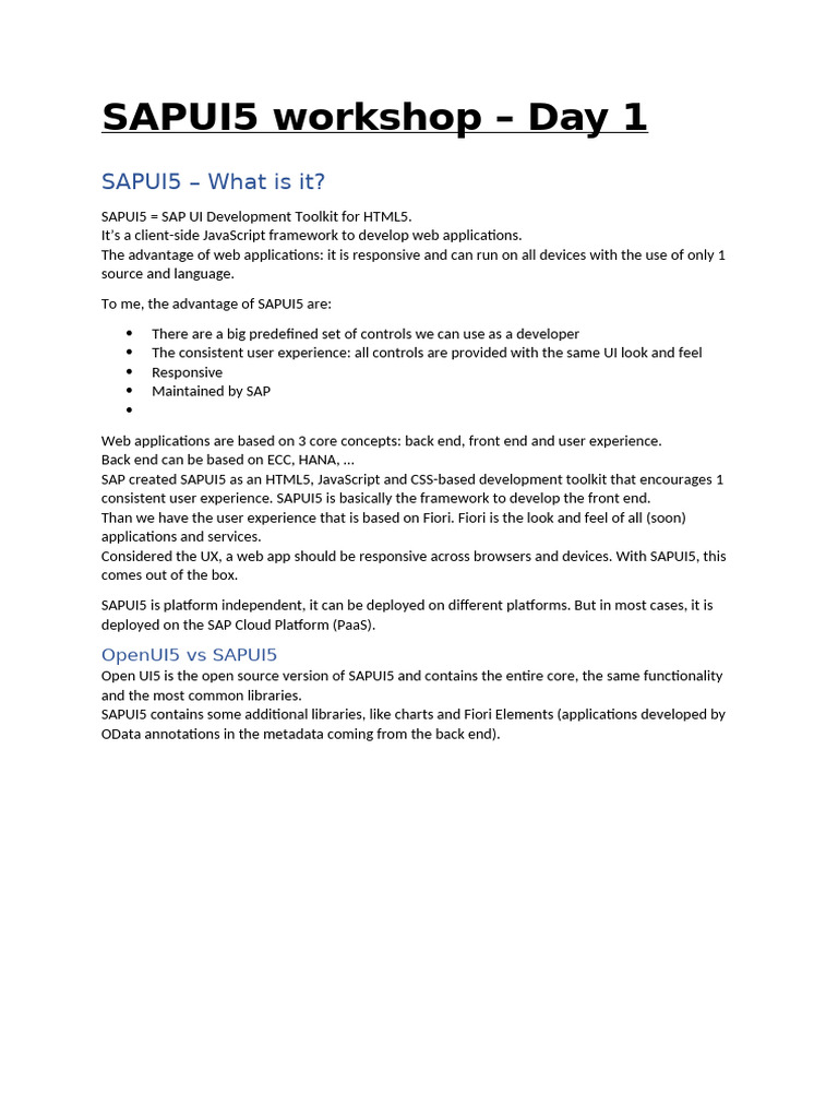 SAPUI5 Workshop | PDF