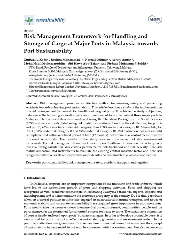 Risk Management Framework For Handling and Storage | PDF