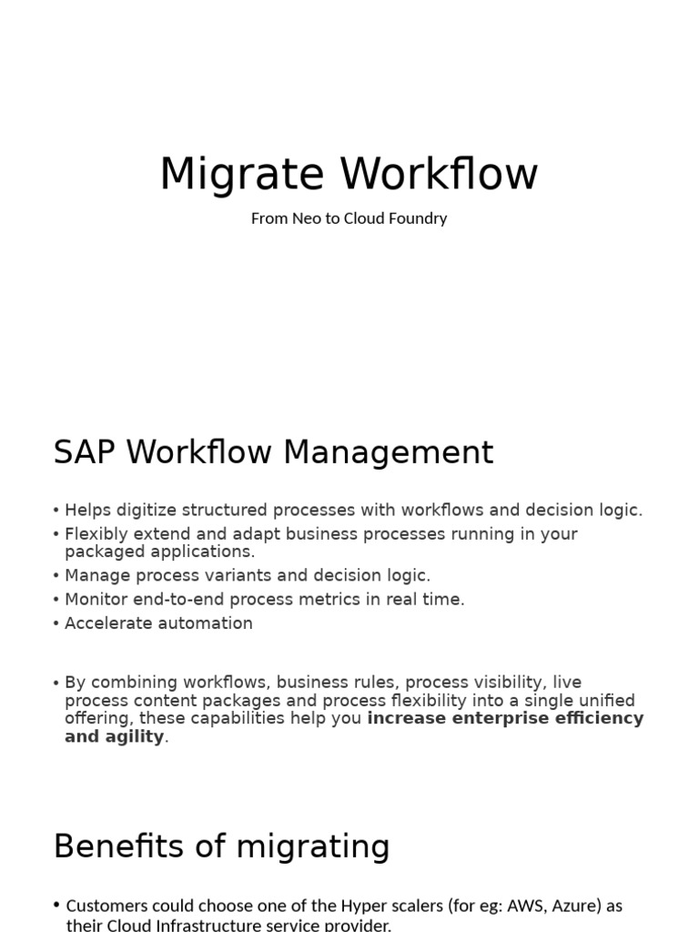 Migrate Workflow - Neo To CF | PDF