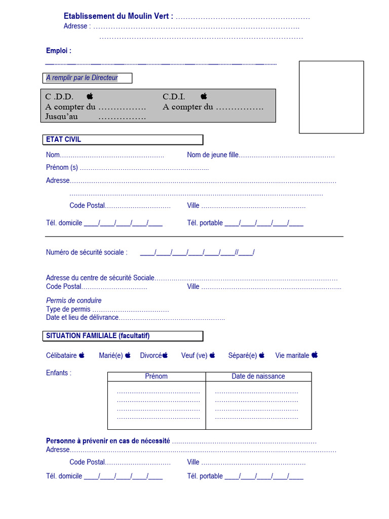 1 - Fiche Renseignement Salarié | PDF