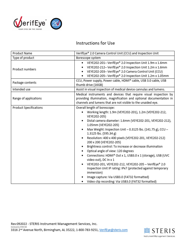 VerifEye 2 IFU - Rev082322 | PDF