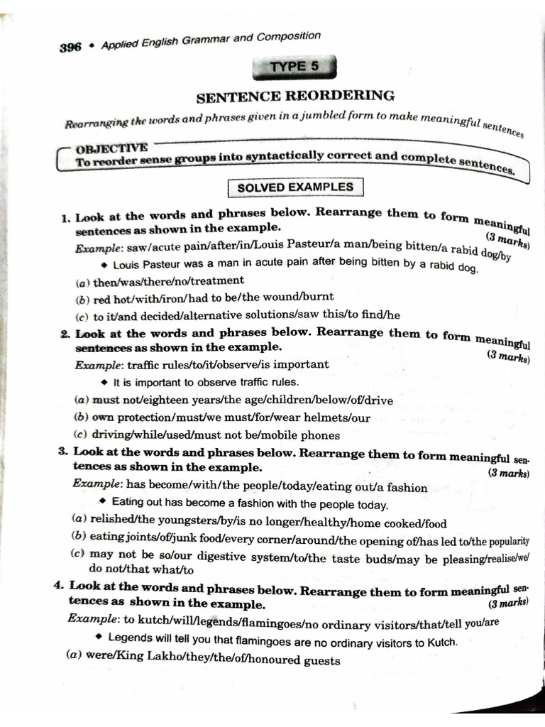 English Grammar Sentence Re Ordering | PDF